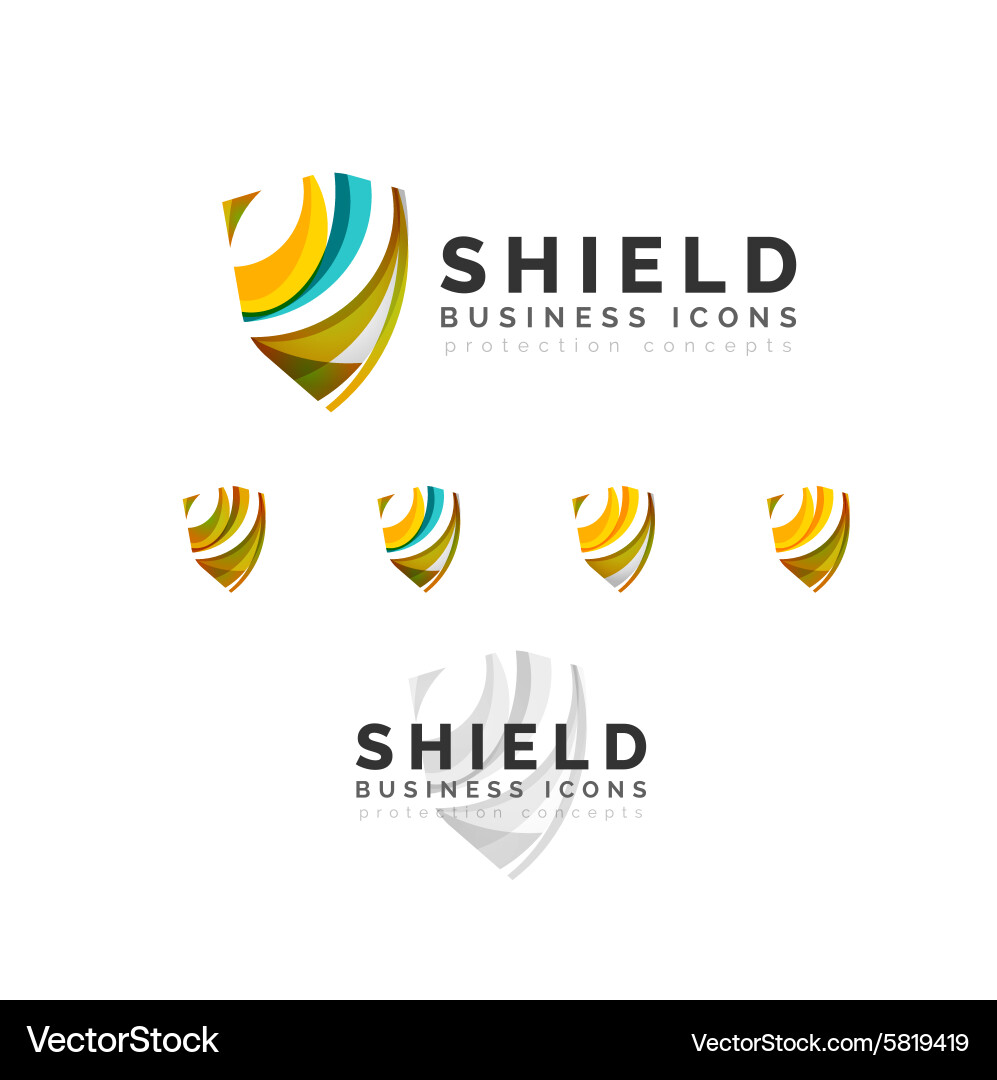 Set of protection shield logo concepts Royalty Free Vector