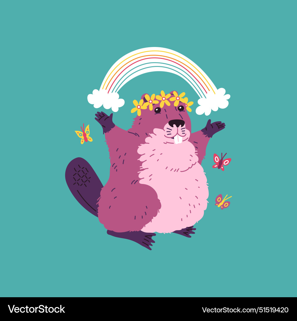 A beaver decorated Royalty Free Vector Image - VectorStock