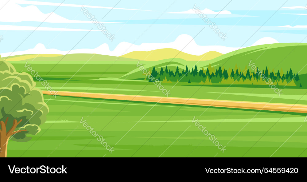 A winding dirt road leads Royalty Free Vector Image
