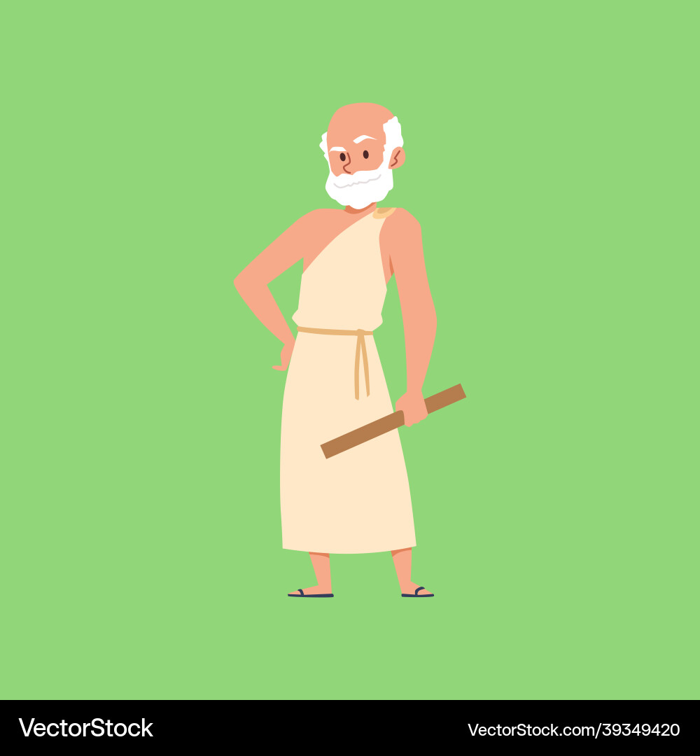 Ancient greek philosopher character in toga flat Vector Image
