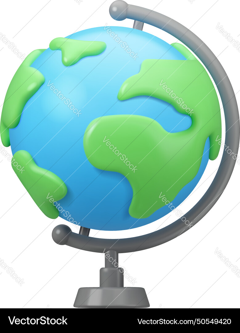 Cartoon world globe with stand Royalty Free Vector Image