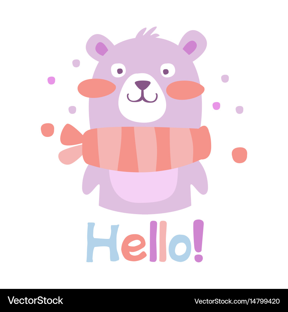 Cute cartoon teddy bear toy saying hello Vector Image