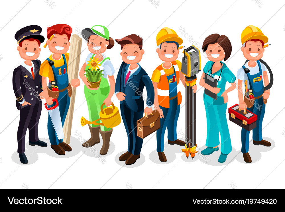 Labor day cartoon characters Royalty Free Vector Image