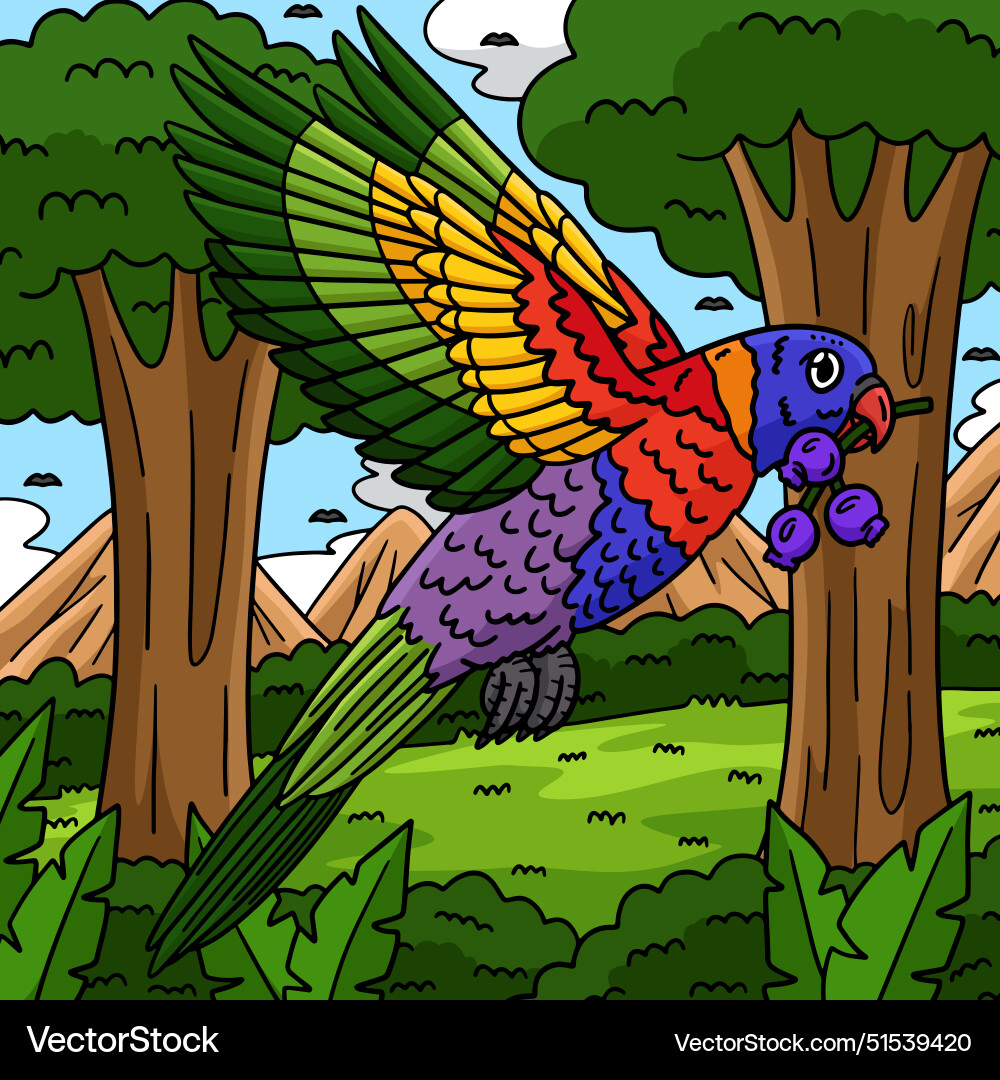 Loriini bird colored cartoon Royalty Free Vector Image