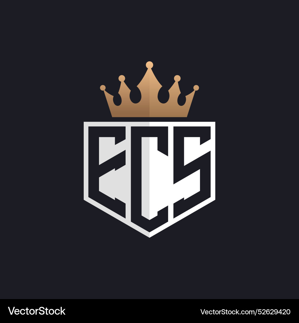 Luxury ecs logo with crown elegant initials Vector Image