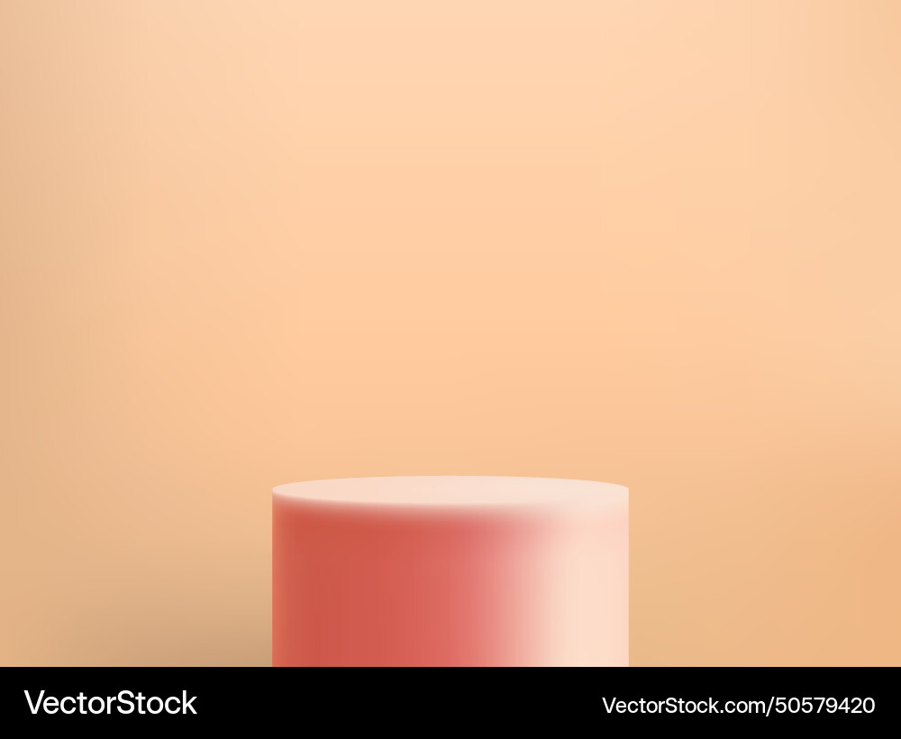 Peach three-dimensional cylindrical shaped podium Vector Image