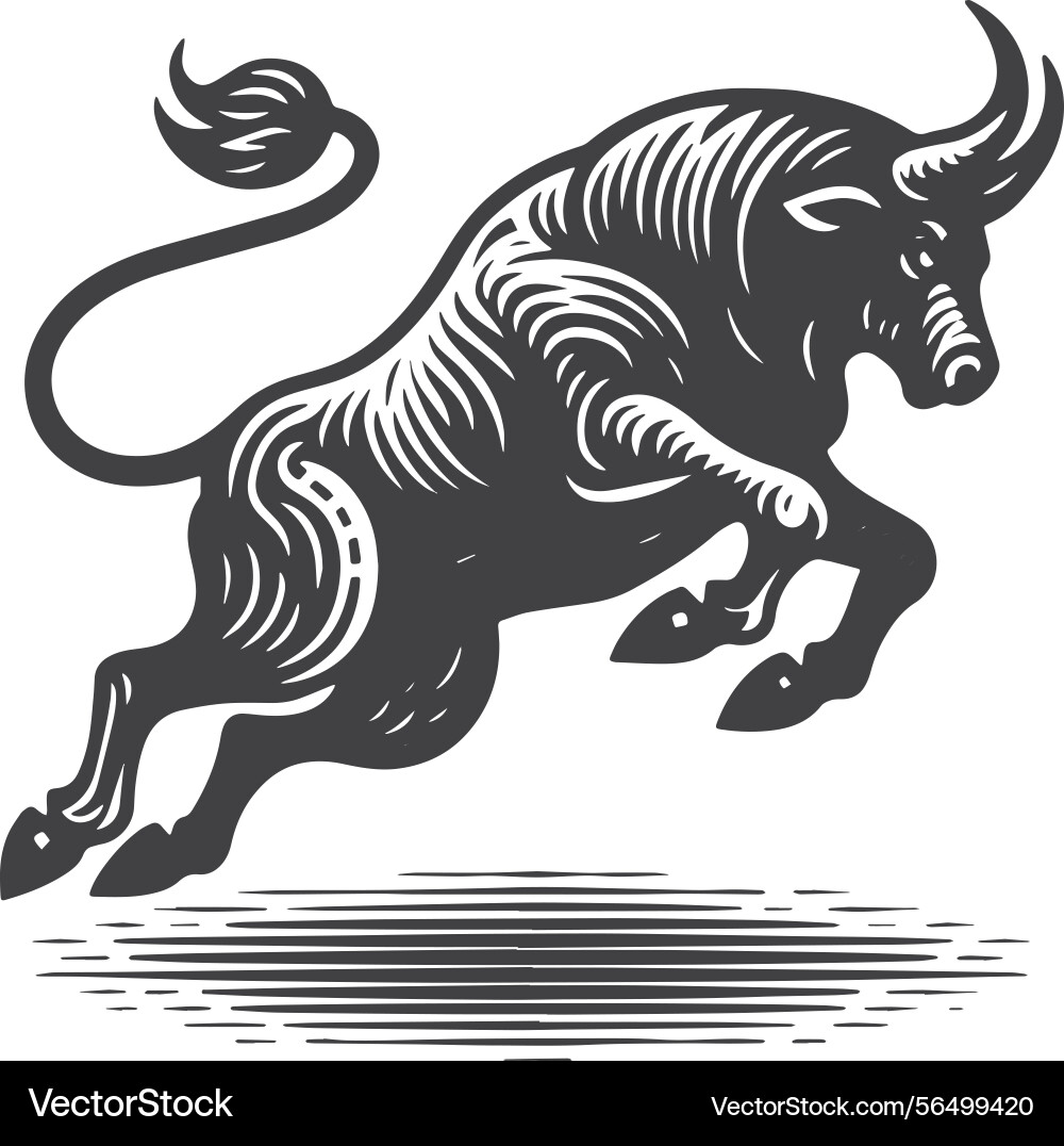 Simple rodeo bull jumping icon design vintage Vector Image