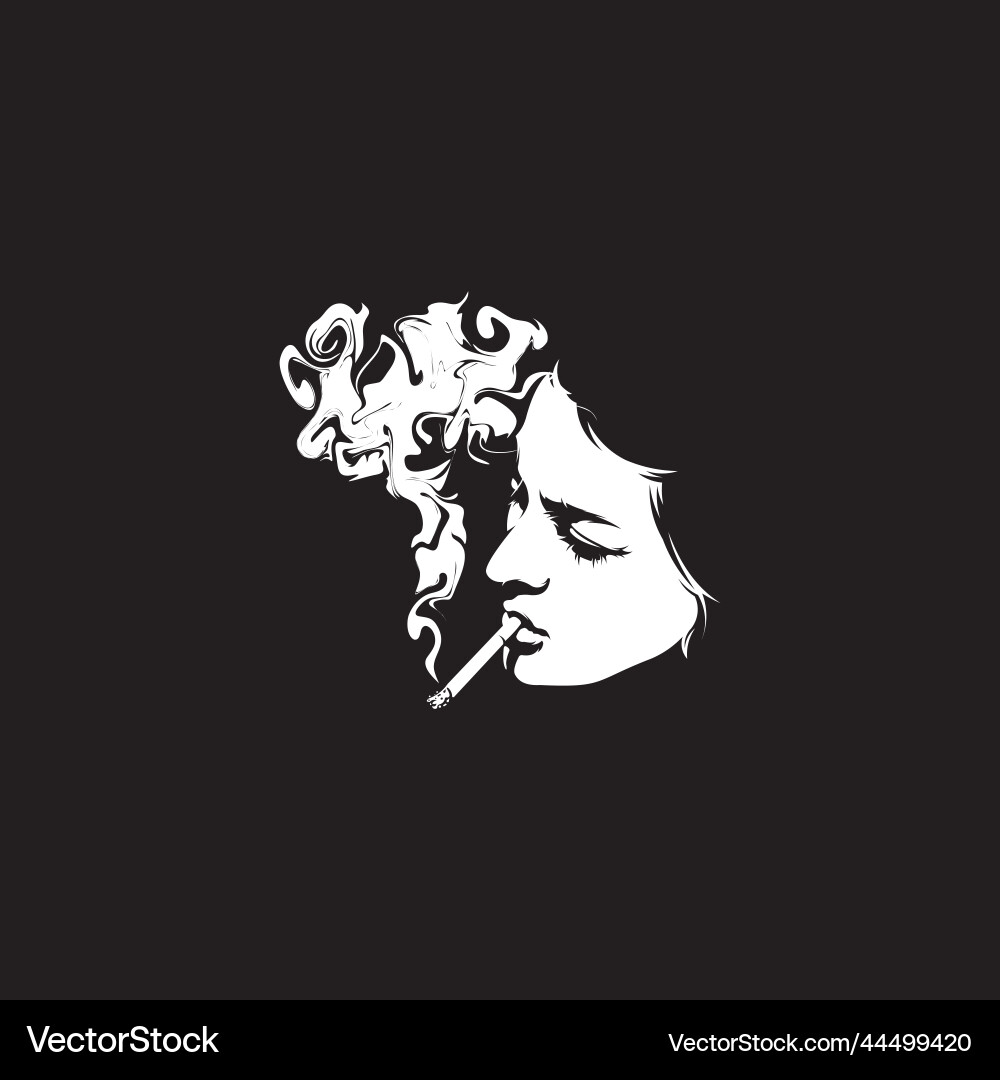 Smoking woman silhouette logo Royalty Free Vector Image