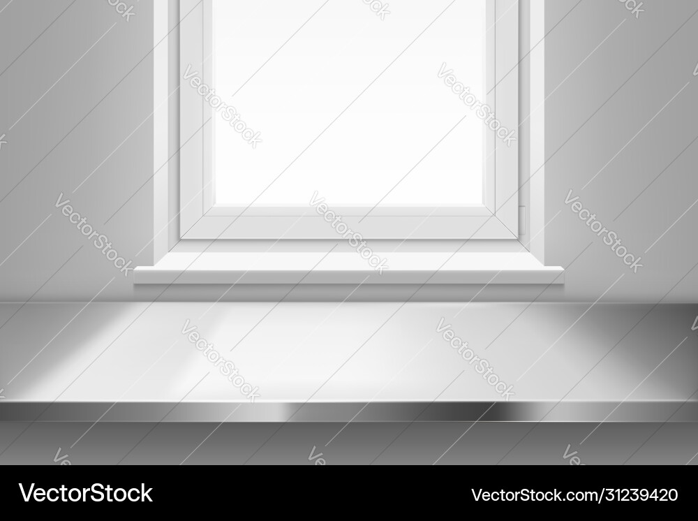 Stainless Steel Tabletop - Window View Royalty Free Vector