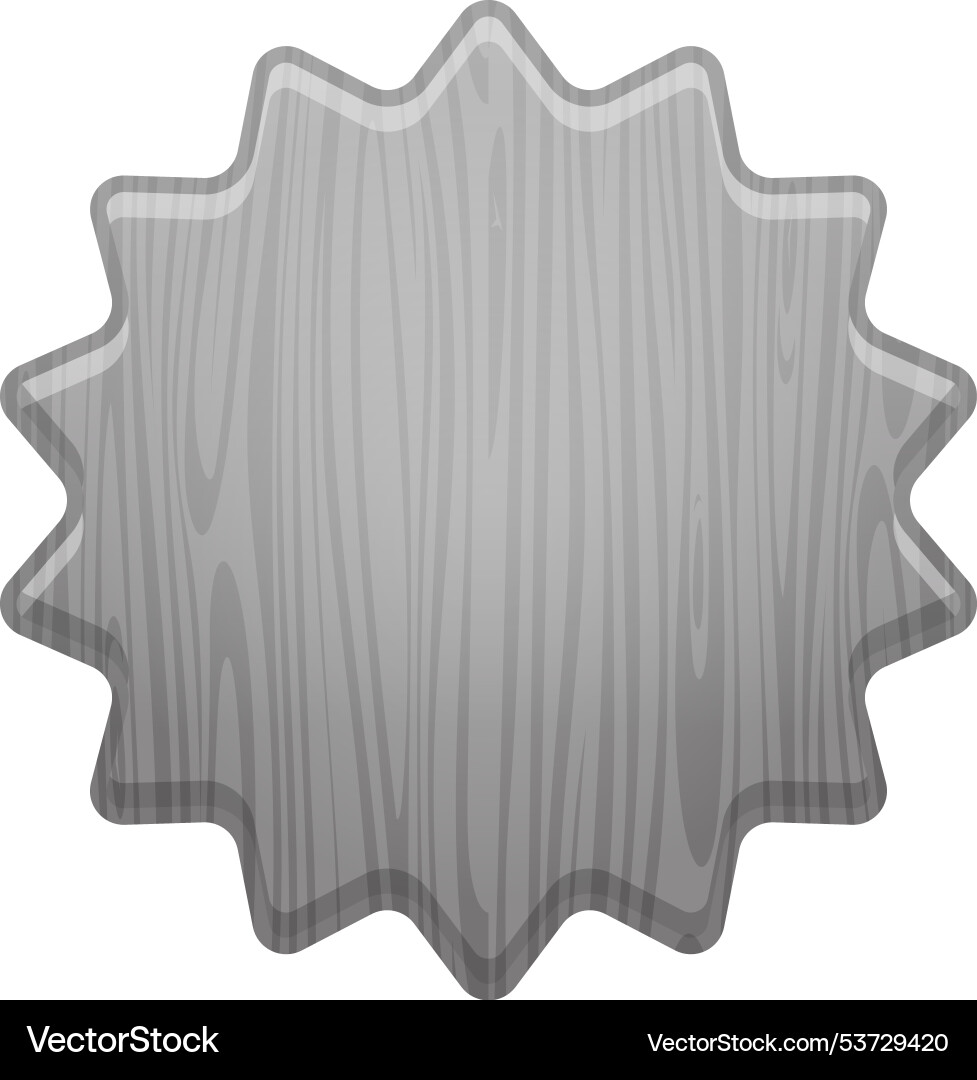 Star shaped button with wooden texture silver Vector Image