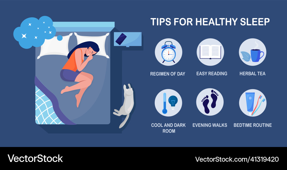Useful tips and rules for healthy good sleep Vector Image