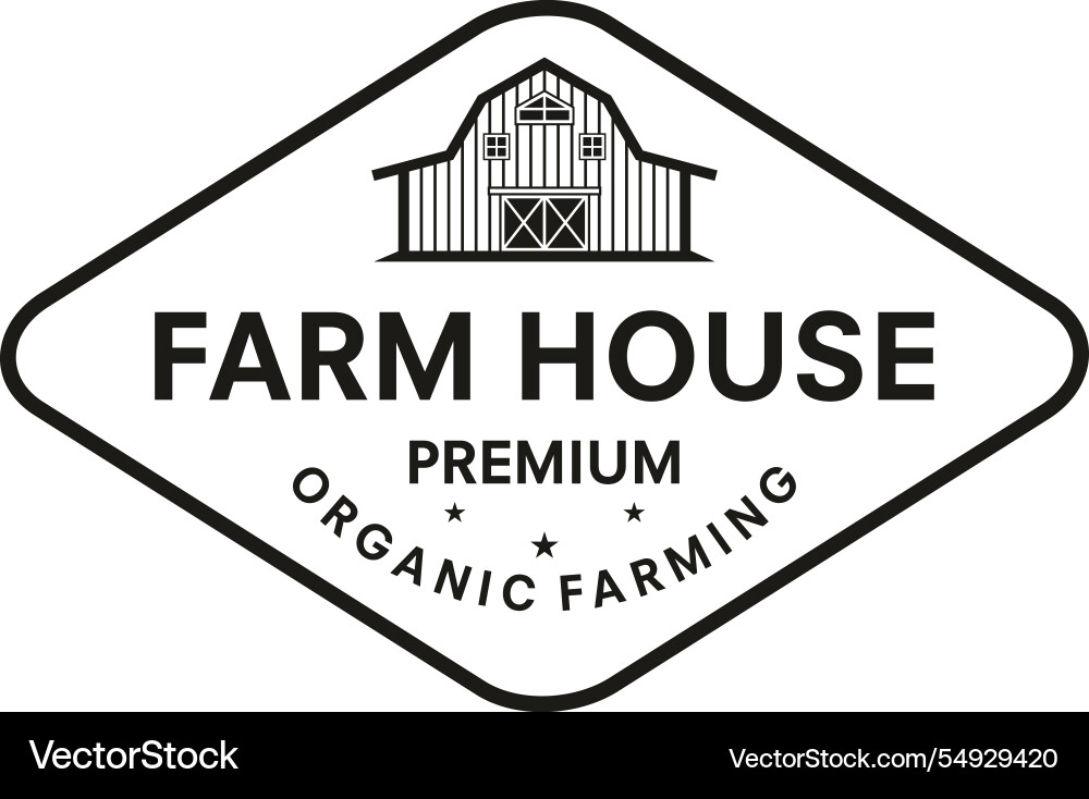 Vintage line art barn farm logo design template Vector Image