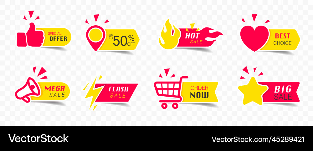 Business icons modern labels and tags ribbons Vector Image