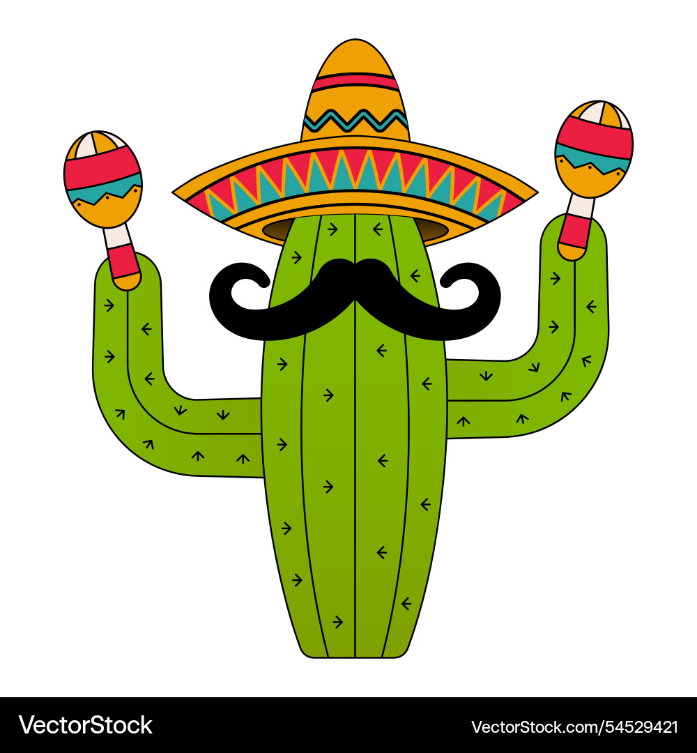 Colorful Cactus Fiesta Royalty Free Vector Image