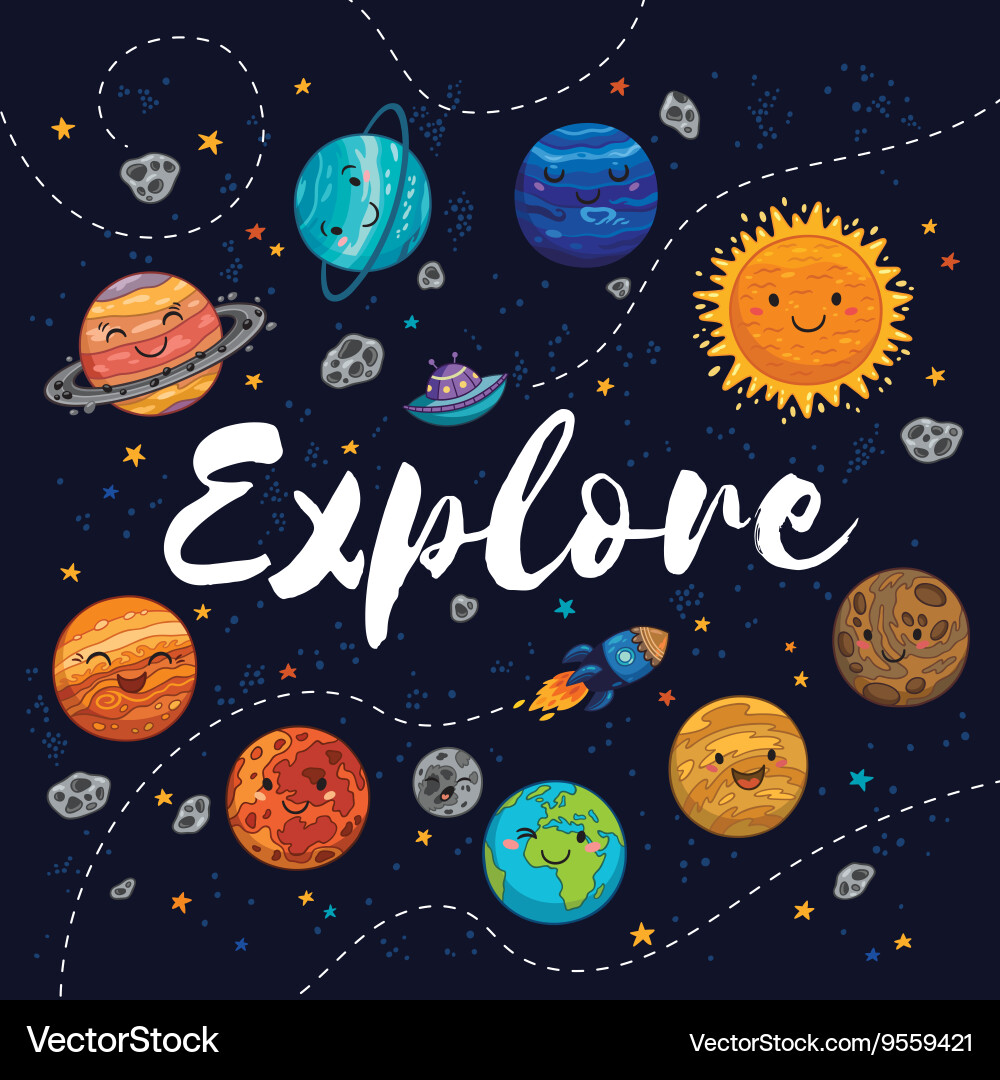 Colorful Space Planets Background Royalty Free Vector Image