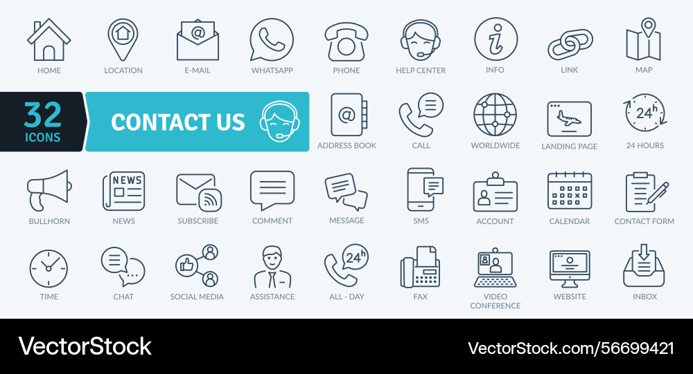 Contact us icons communication and support Vector Image