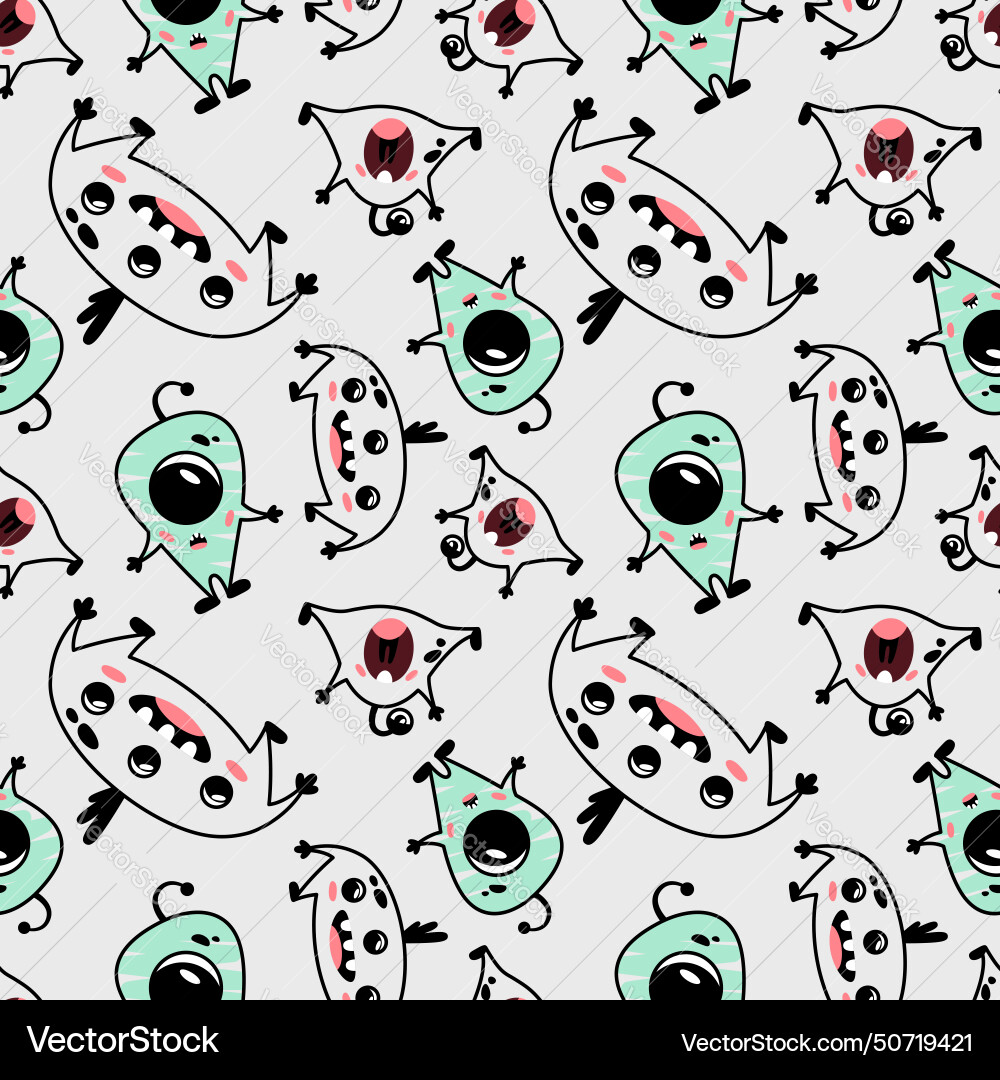 Funny and cute seamless pattern with different Vector Image