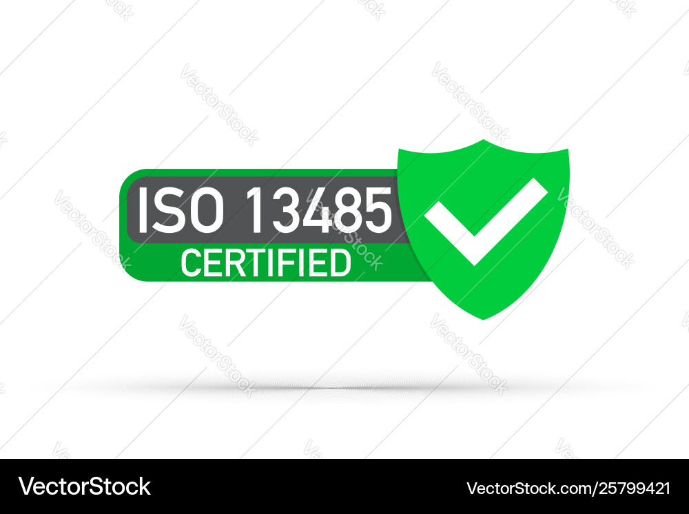 Iso 13485 certified badge icon certification Vector Image