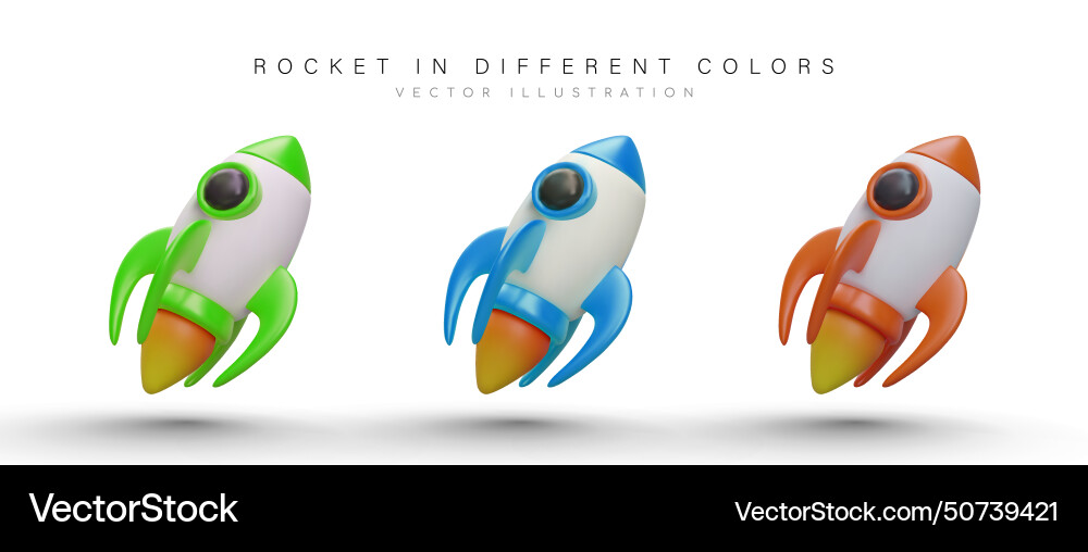 Realistic space rocket in flight flying machine Vector Image