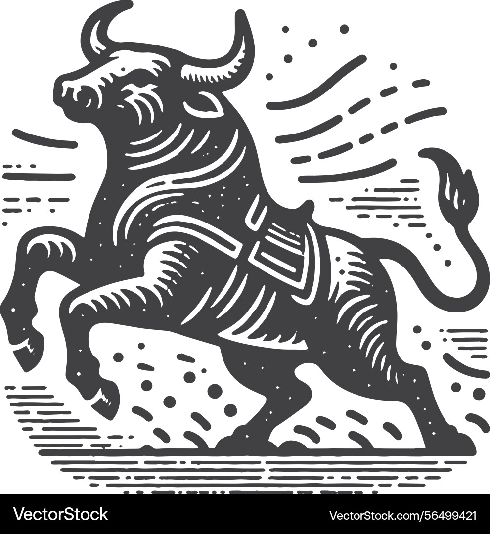 Simple rodeo bull jumping icon design vintage Vector Image