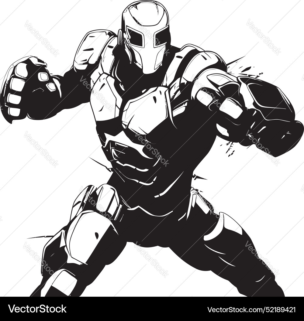 Steel fighter robot boxer black logo icon Vector Image