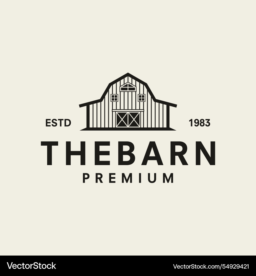 Vintage line art barn farm logo design template Vector Image