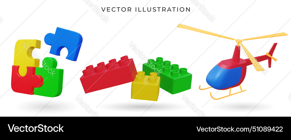 A red plastic helicopter building blocks puzzle Vector Image