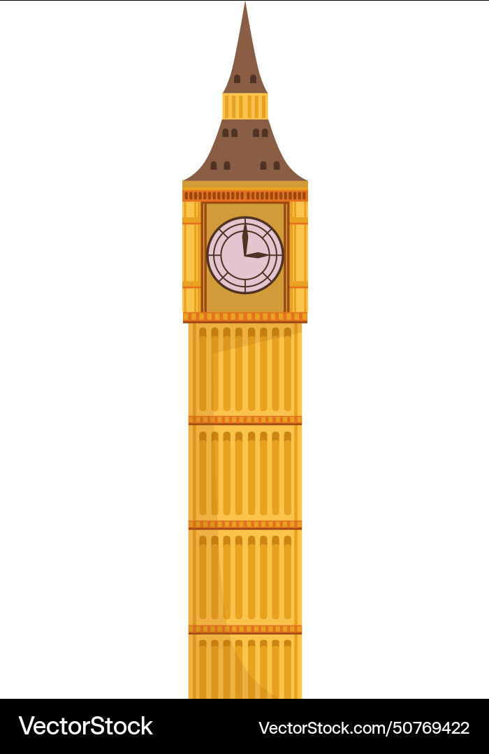 Big ben british clock tower cartoon icon Vector Image
