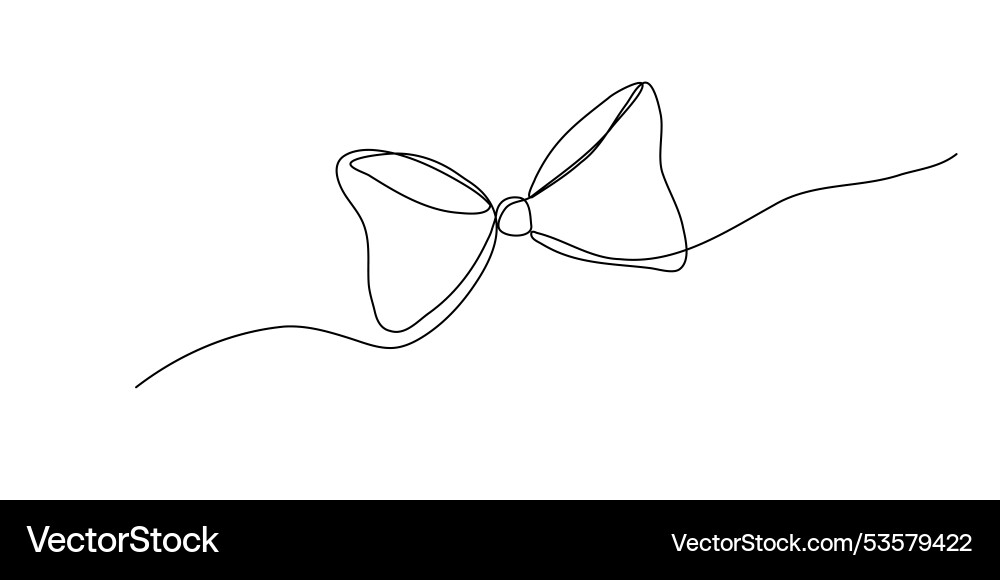 Bow one continuous line art simple drawing sketch Vector Image