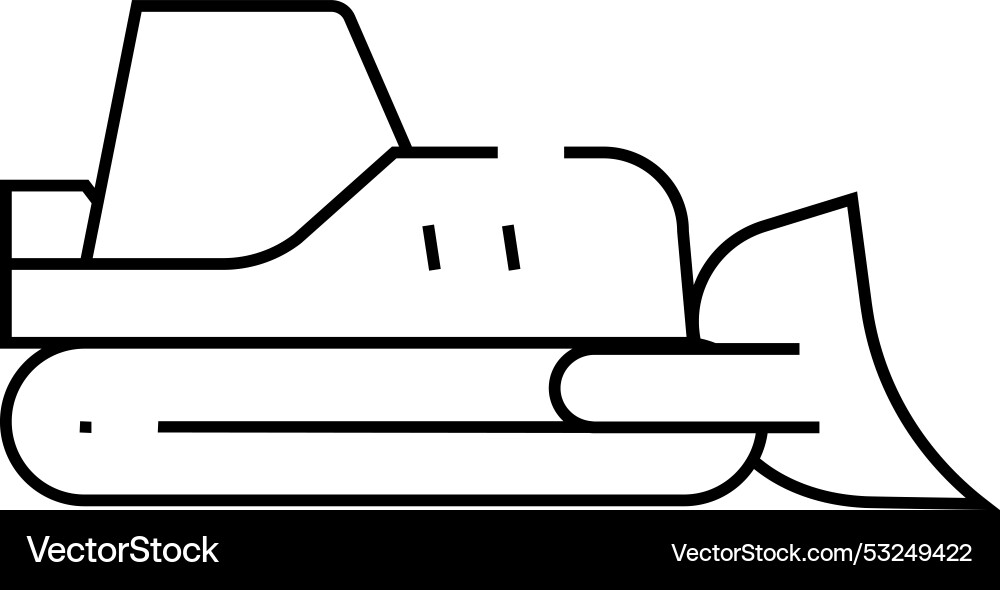 Bulldozer tractor line icon isolated Royalty Free Vector