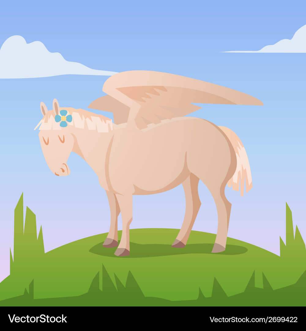 Cartoon magic pegasus Royalty Free Vector Image