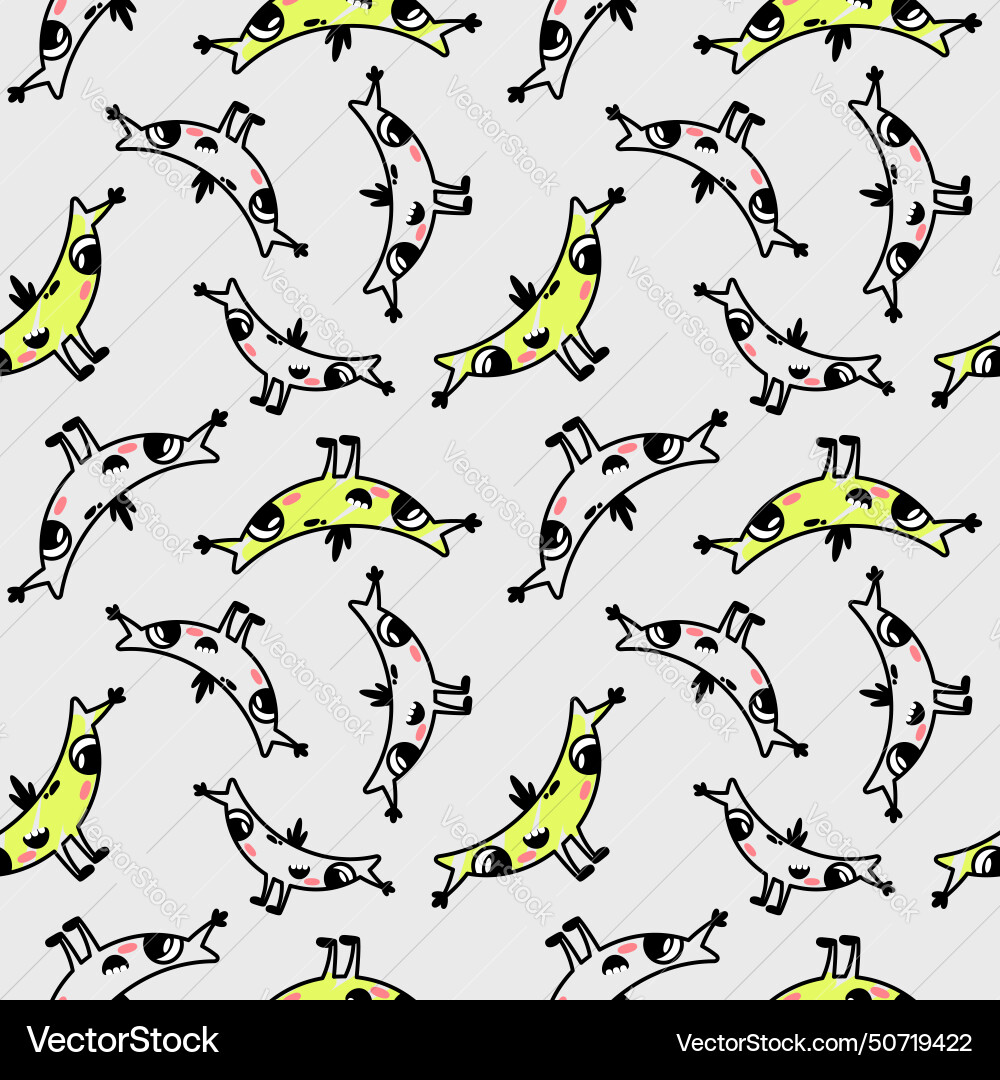 Cool seamless pattern with cartoon banana Vector Image