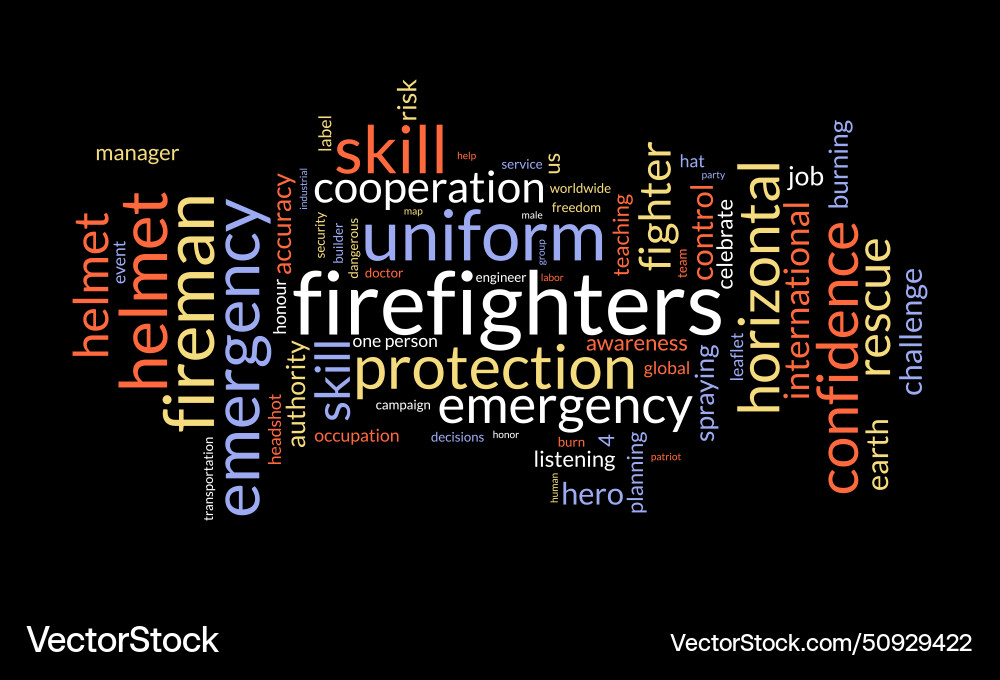 Firefighters day word cloud template career Vector Image