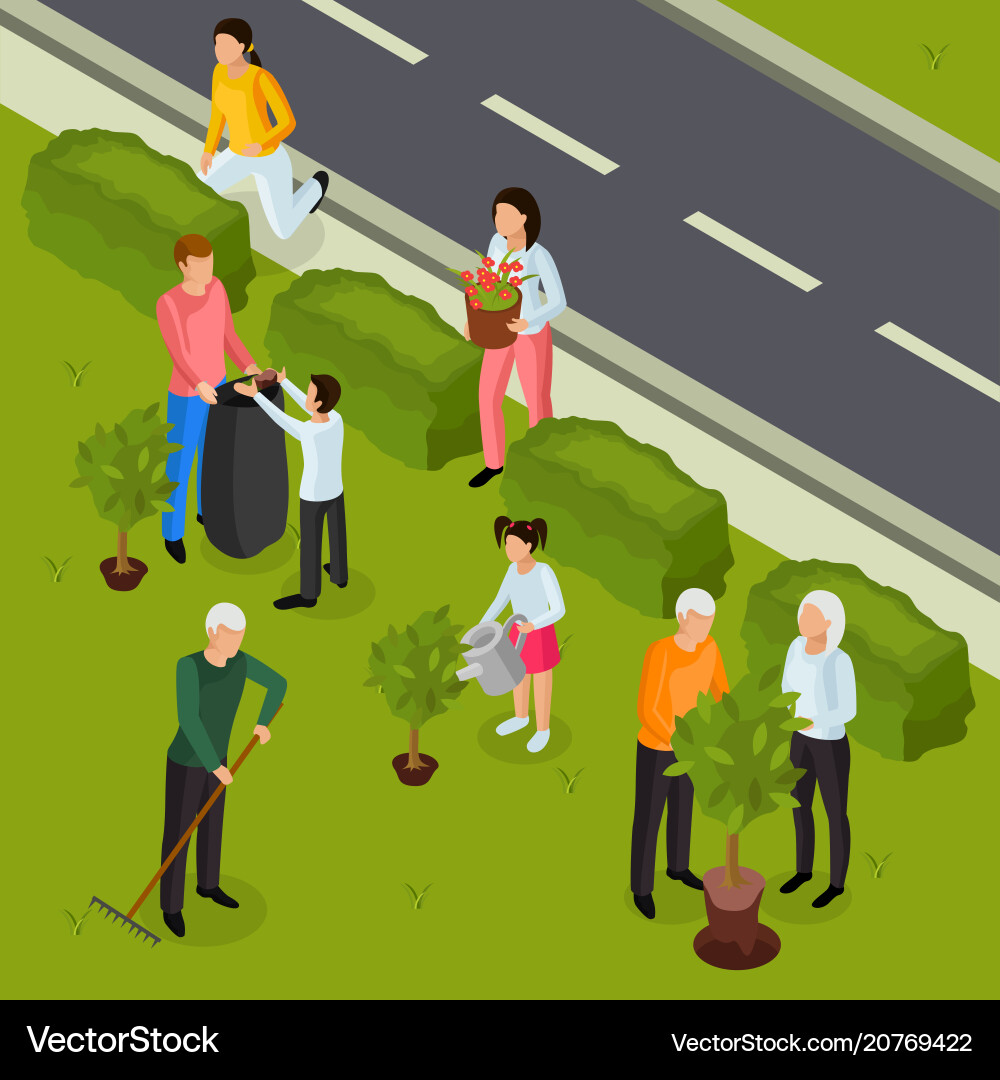 Spring cleaning isometric composition Royalty Free Vector