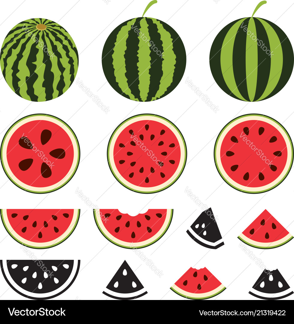 Watermelon icons set Royalty Free Vector Image