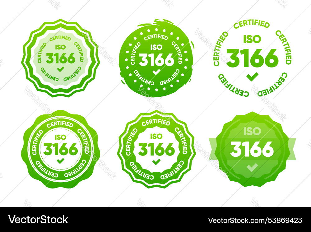 3166 iso certified standarts collection Royalty Free Vector