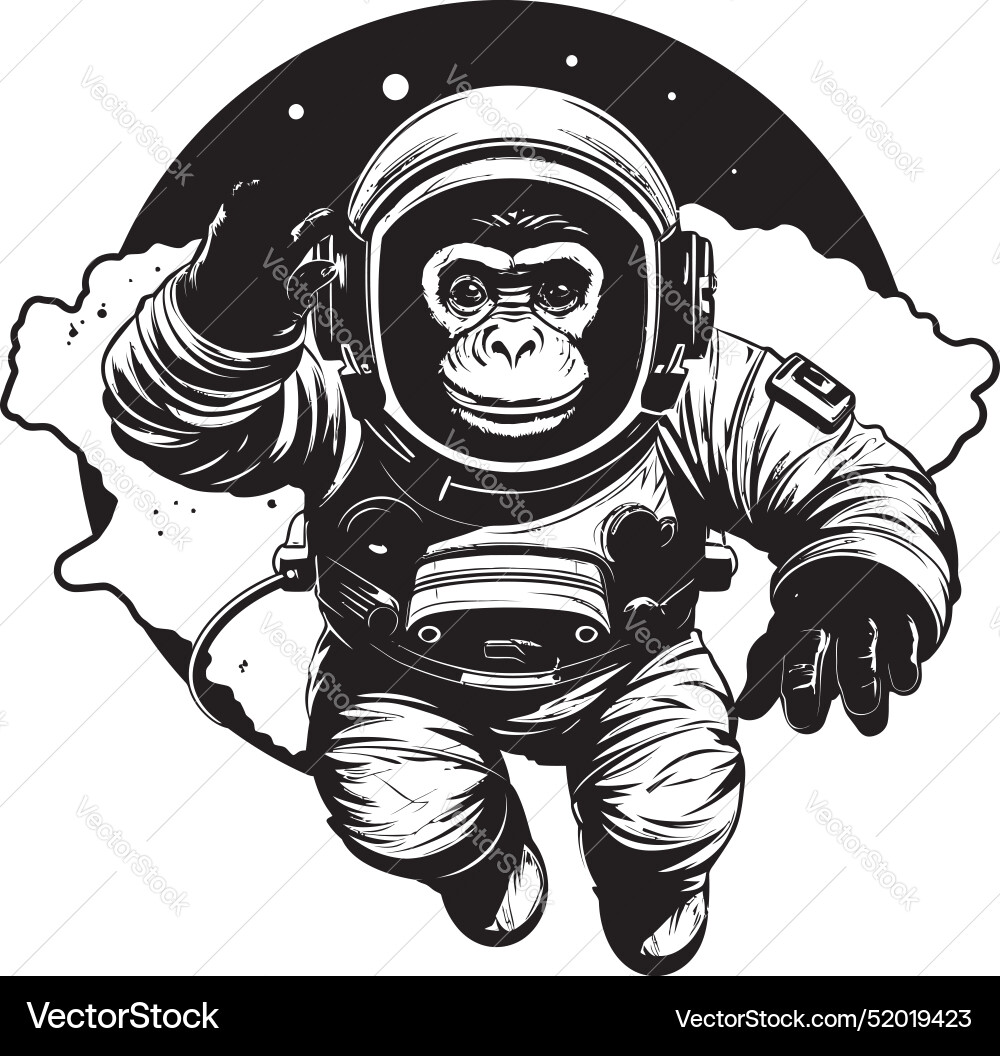 Astrochimp trek black graphic stellar siamang Vector Image