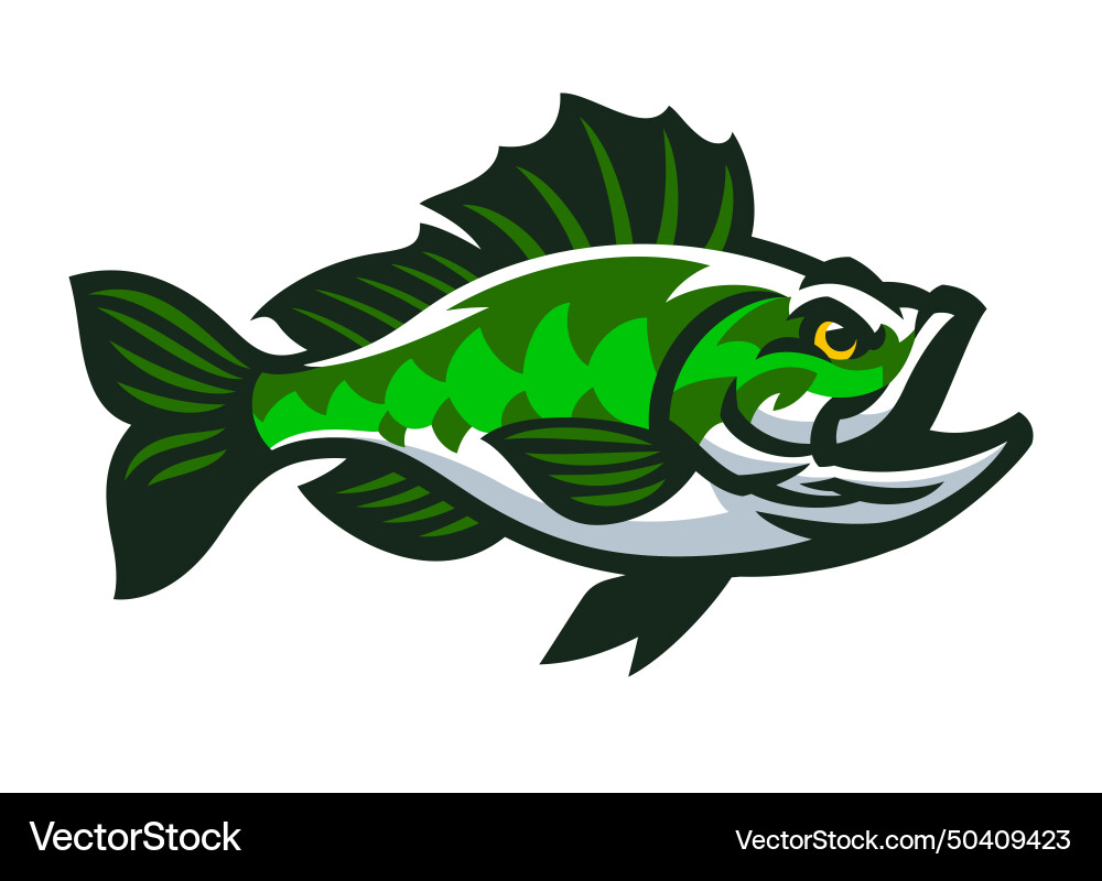 Big bass fish logo mascot design Royalty Free Vector Image