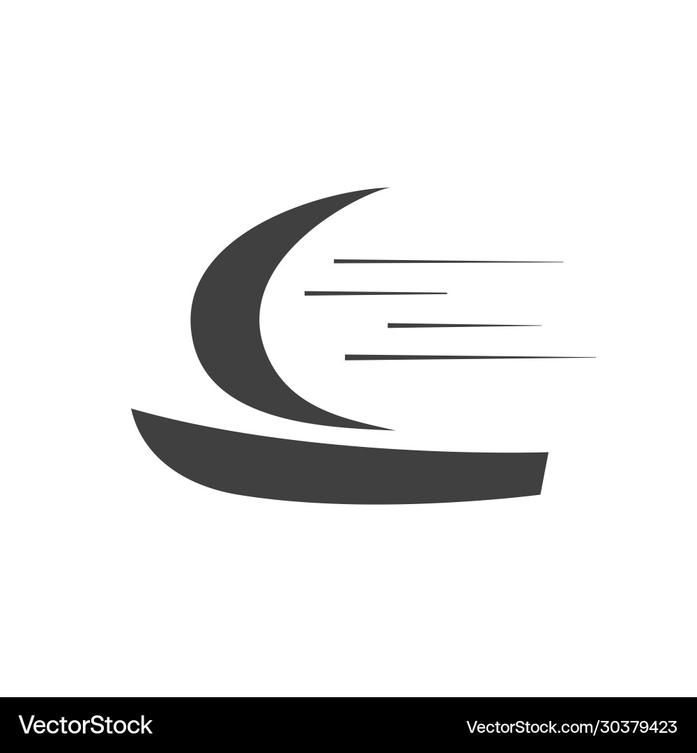 Boat with a sail stretched under strong wind Vector Image