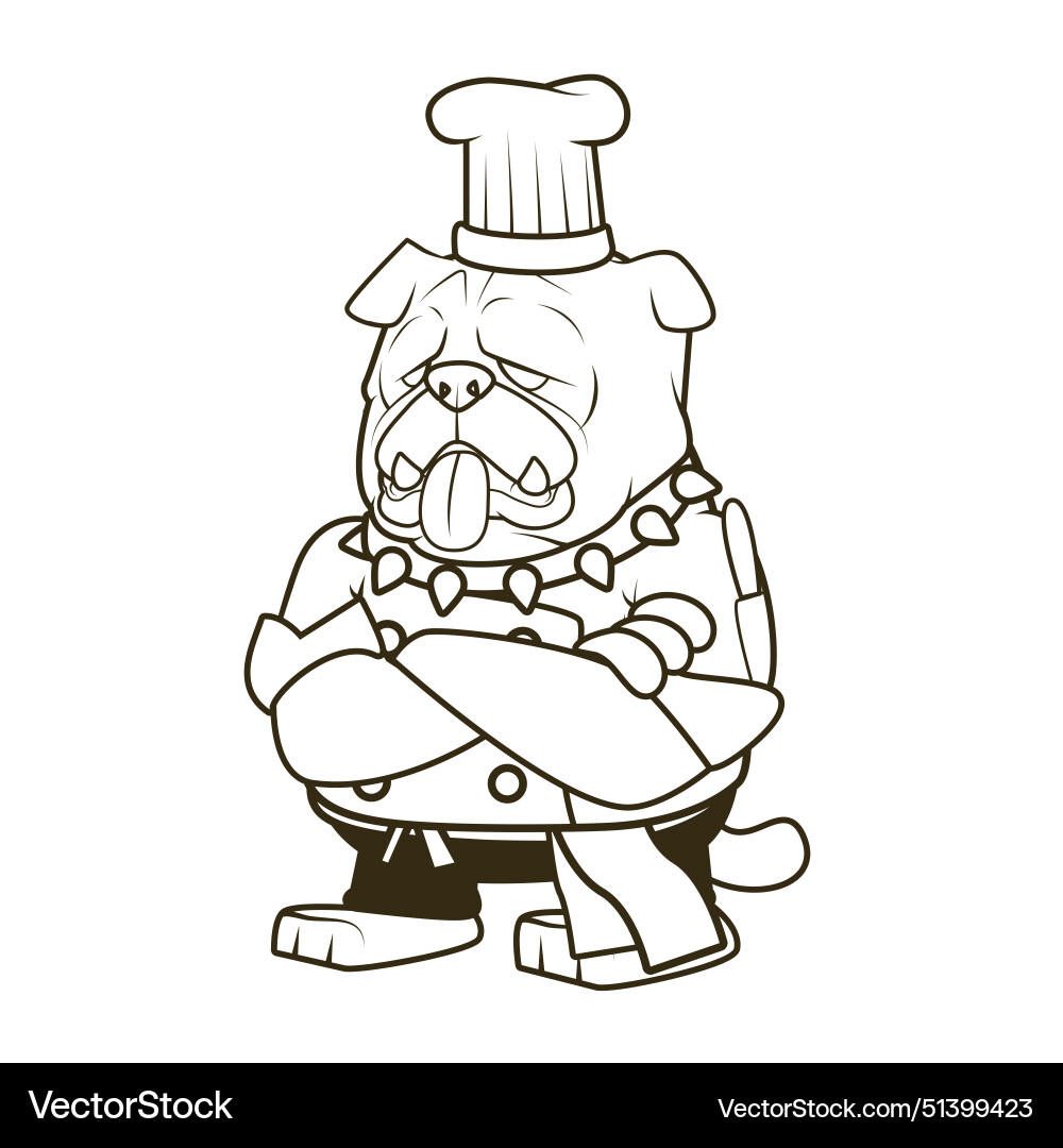 Bulldog chef coloring page Royalty Free Vector Image