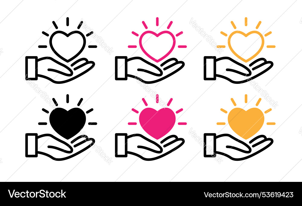Empathy icon set courtesy heart hand logo symbol Vector Image
