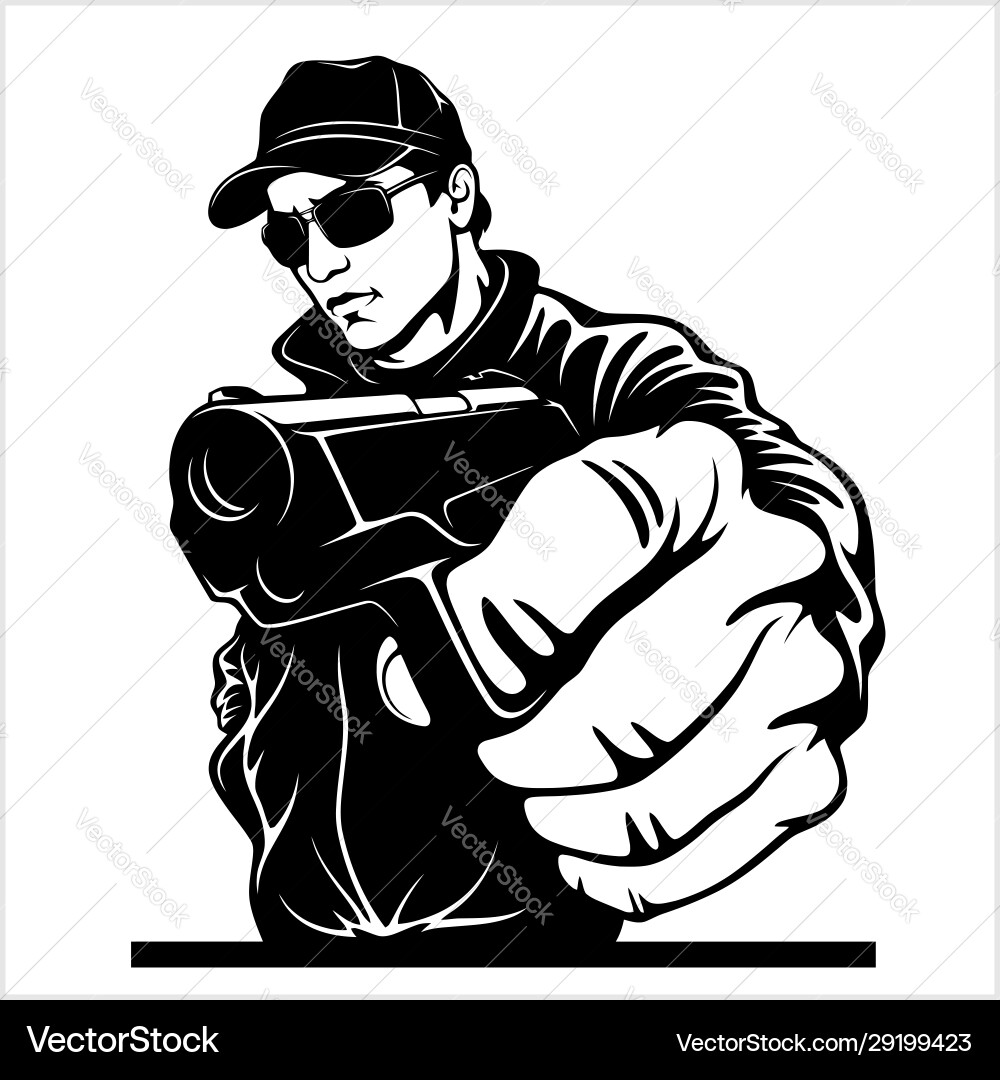 Gangster with gun ghetto warriors Royalty Free Vector Image