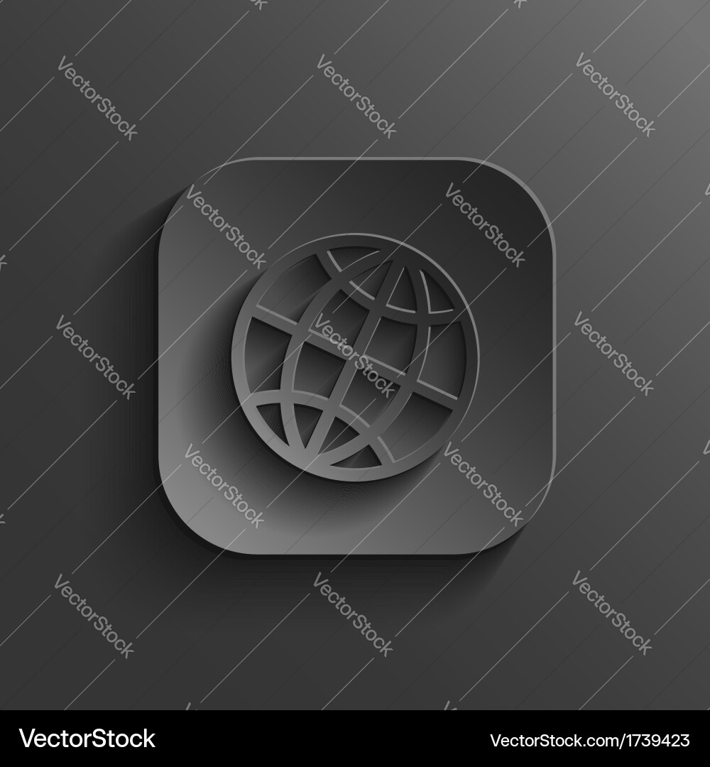 Globe icon - black app button Royalty Free Vector Image