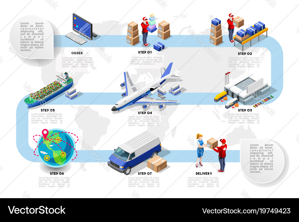Logistics vehicle freight 3d set Royalty Free Vector Image