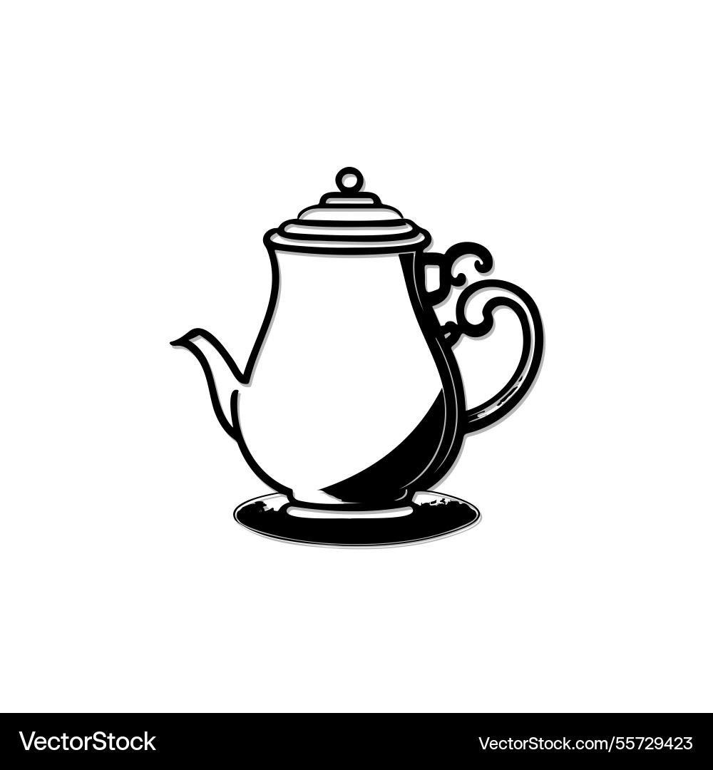 Monochrome teapot isolated on white Royalty Free Vector