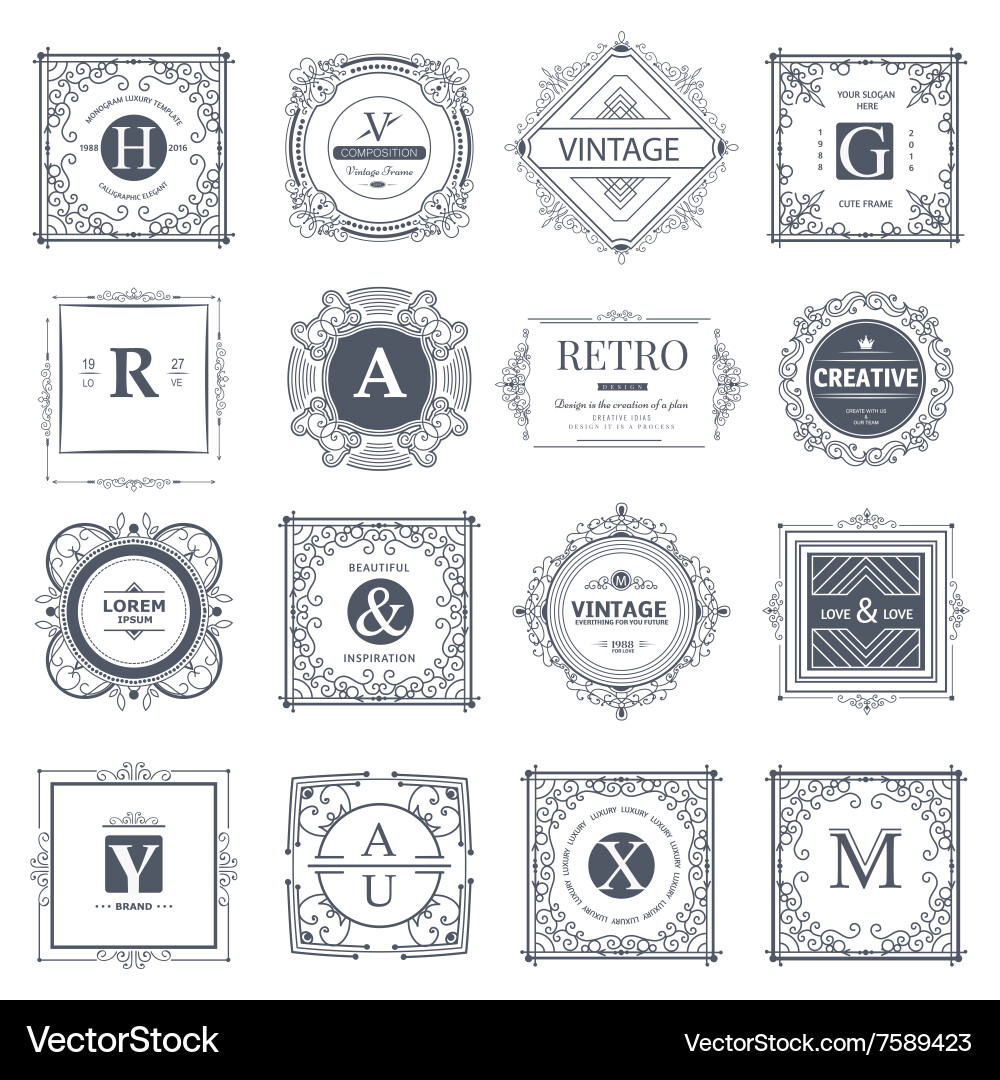 Monogram luxury elements Royalty Free Vector Image