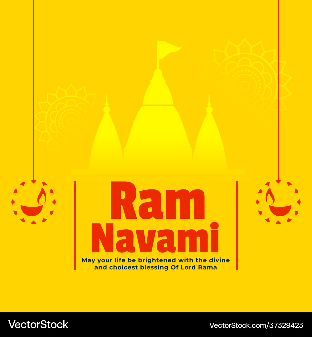 Ram navami yellow wishes card design Royalty Free Vector