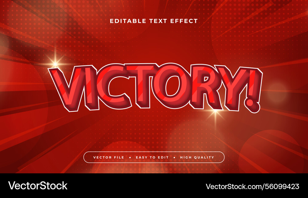 Red victory 3d editable text effect - font style Vector Image