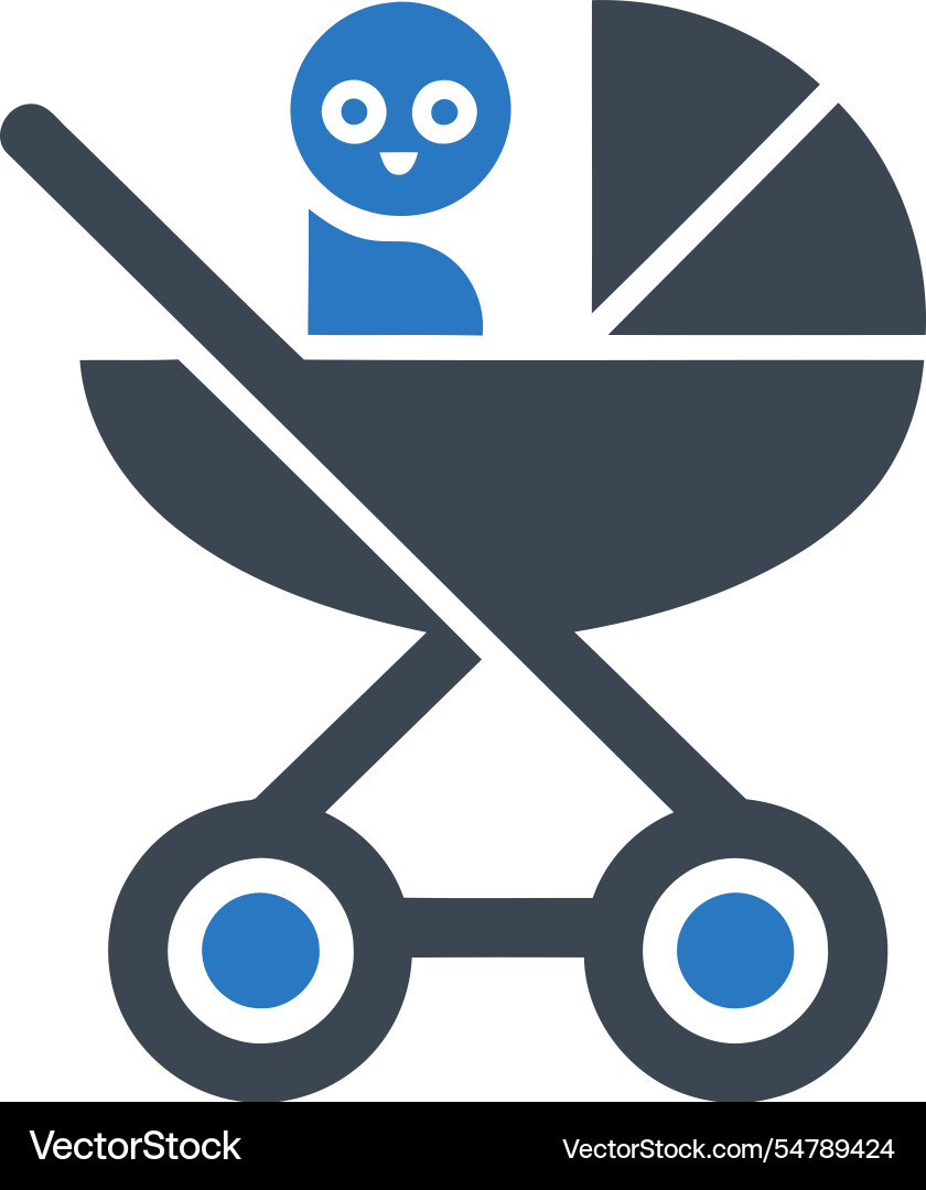 Baby stroller smiling icon Royalty Free Vector Image