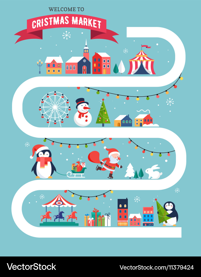 Christmas Market Scene Royalty Free Vector Image